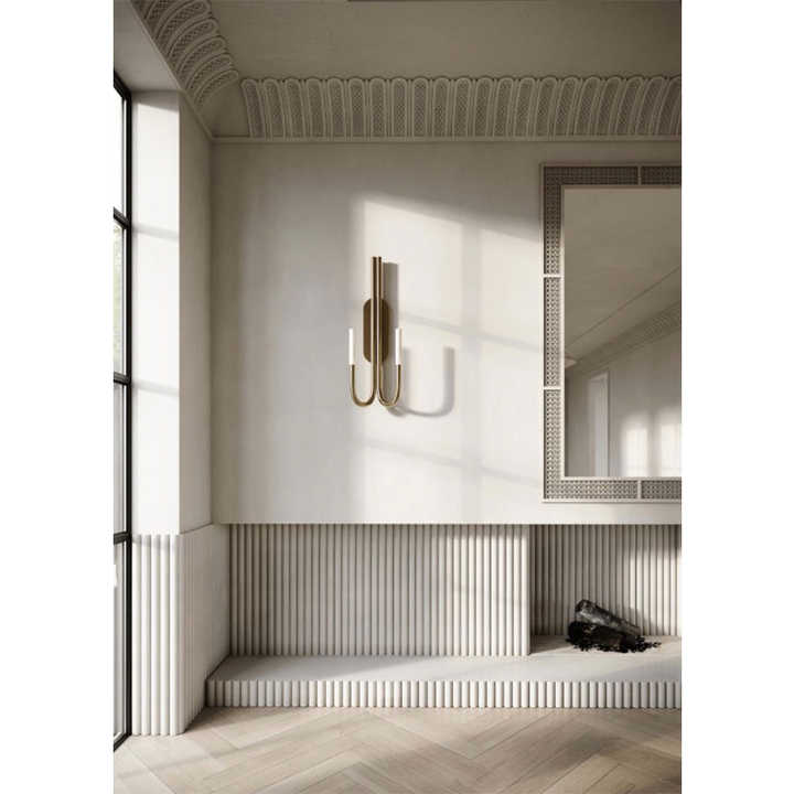 Stone Cladding Interior Wall Fluted Marble Tile Round Edge