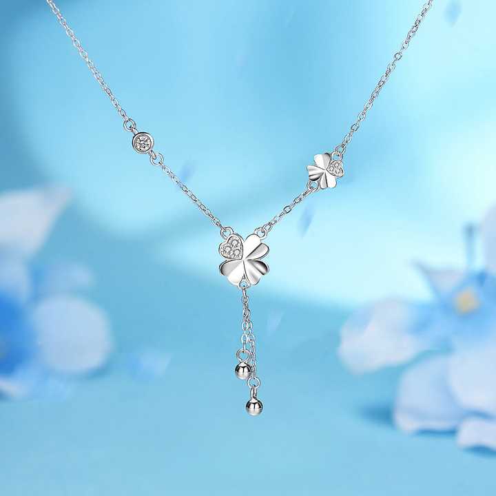 Carline 925 Sterling Silver Four Leaf Clover Heart Pendant Waterproof Non-Tarnish Link Chain for ...