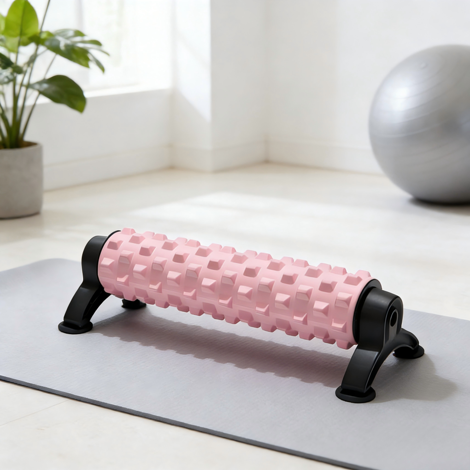 54cm 3D Spiky Foam Roller with Stand - Dual-Color Muscle Massage Roller ...