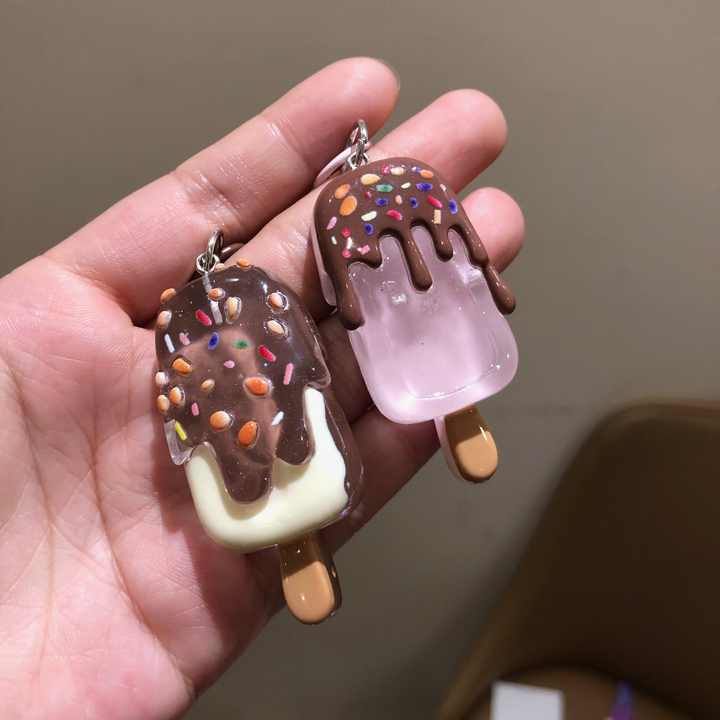 Strawberry Ice Cream Keychain Charms Simulated Food Personalised ...