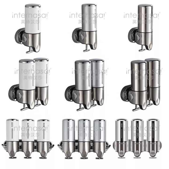 Hotel Bath Wall Mounted 3 Stainless Steel 1500ml Shower Lock Soap ...