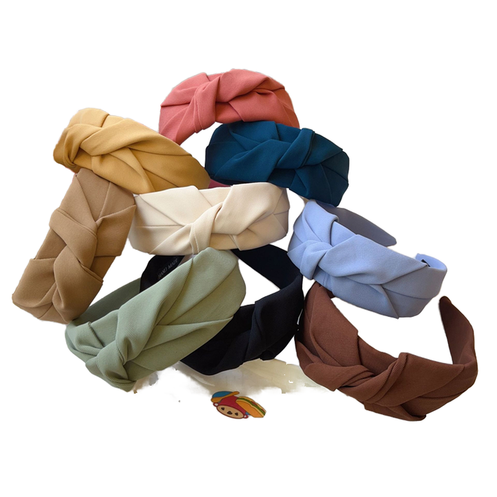 Korean Version Ins New Knotted Solid Color Headbands Solid Color Wide ...