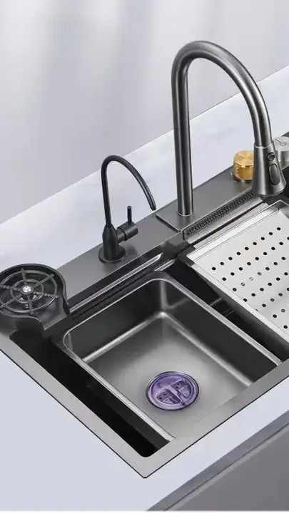 Full Whole Set Waterfall Kitchen Sink Stainless Steel