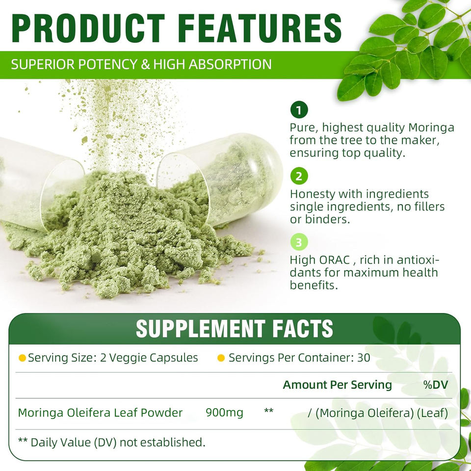 OEM Moringa Capsules - Pure Moringa Powder - Immune & Gut Health ...