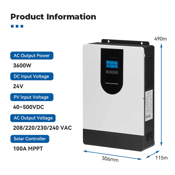 24VDA Hybrid Solar Inverter 3.6kw - Pure Sine Wave Power