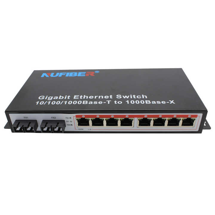Best Seller Gigabit Media Converter 8 RJ45 Port to 2 SC Port Dual Fiber Single Model 1310nm 20km ...