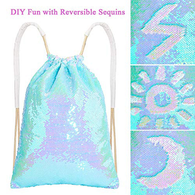 Custom Logo Fashion Portable Sparkly Drawstring Bag Foldable Drawstring ...