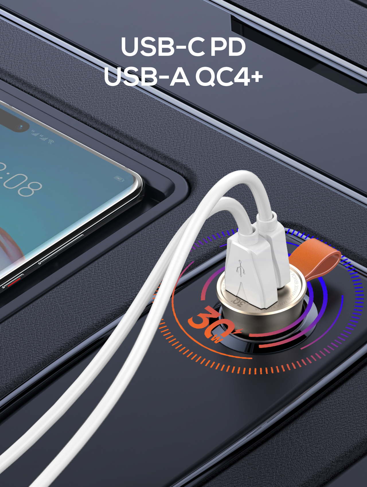 C509Q High Quality Fast Car Charger Dual Port (Type-C & USB) 30W | 3RAFOTY STORE