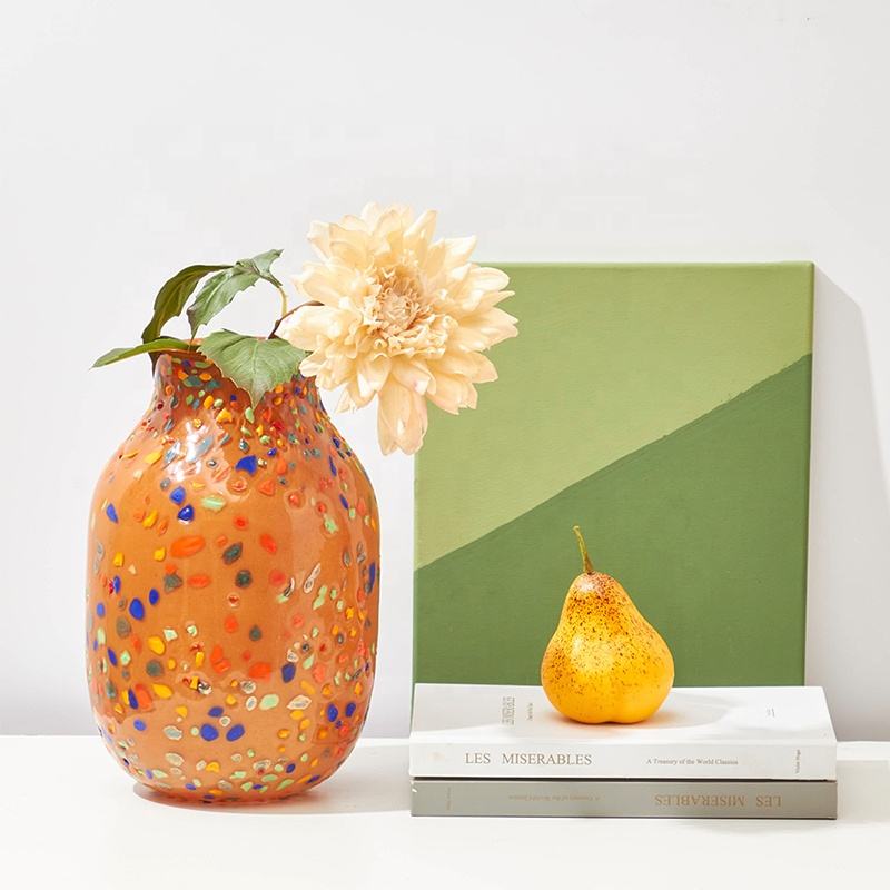 Bixuan Handblown Glass Vases - Vibrant Confetti Patterns