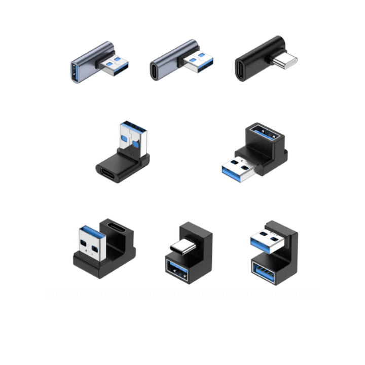 90 Degree Elbow Adapter Type C USB C OTG USB Converter U Shape USB-C 3. ...