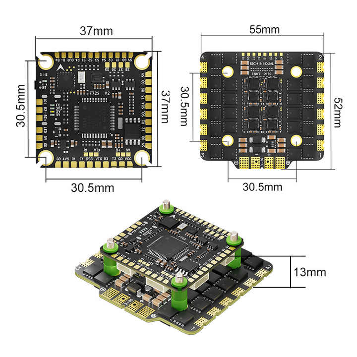 Aocoda-RC F780 AM32 Flight Stack F722 Flight Controller 80A ESC 8S FPV ...
