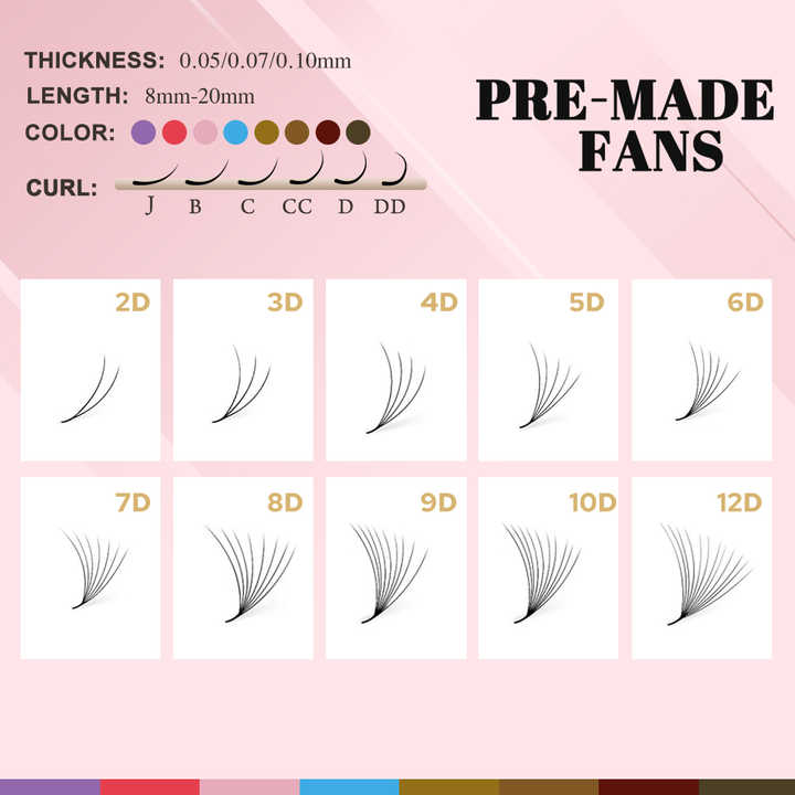 Factory Price Handmade Narrow Lash Fans Custom Logo Korean Pbt Promade ...