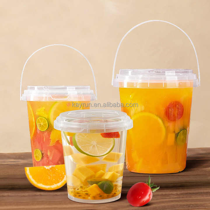 Custom Logo Printed Disposable PP Clear Party Fruit Bucket 1000ml ...