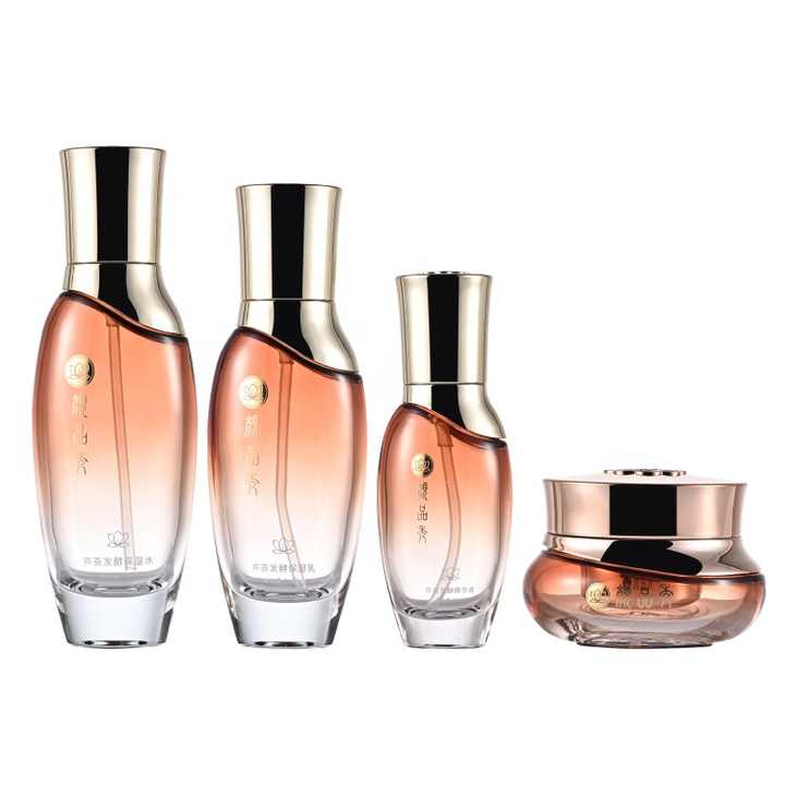 Customized logo Luxury Cosmetic 50g 50ml 110ml 130ml Face Cream Jar Lotion Pump Glass Bottle ...