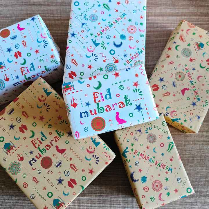 New Eid Mubarak & Ramadan Kareem Gift Wrap Paper Flat Craft Paper for ...