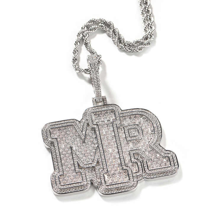Hip Hop Jewelry Men's Frozen Custom Letter Pendant 5A Zircon MIR Name ...