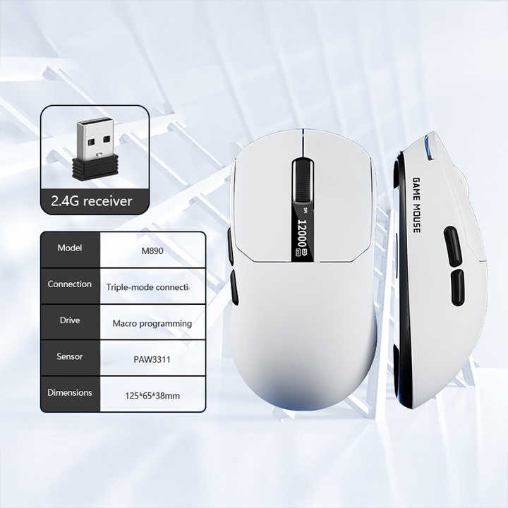Three-mode Wireless Mouse Rechargeable Screen Display Wired Game Custom ...