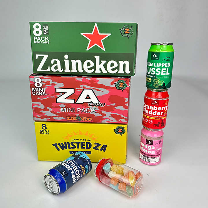 Custom 3.5g 7g Clear Soda Cans with Label Match 3.5g Jar Display Paper ...