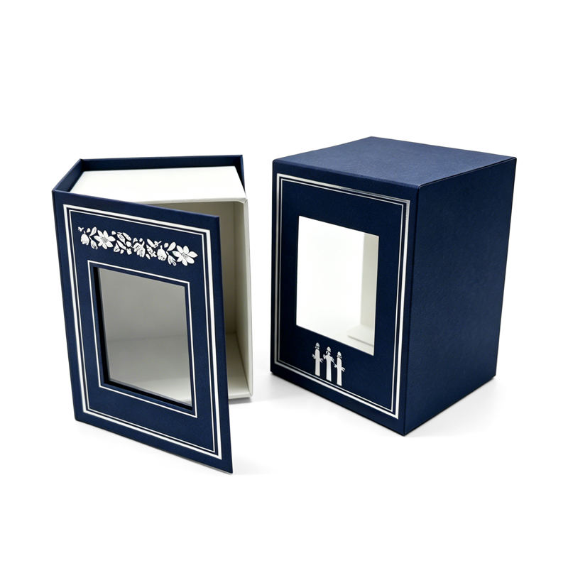 Luxury Rigid Magnetic Gift Box with Clear Window and Custom Silver Foil ...