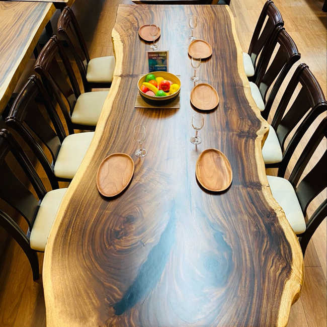 Epoxy Resin Solid Walnut Wood Slab - Durable Dining Table