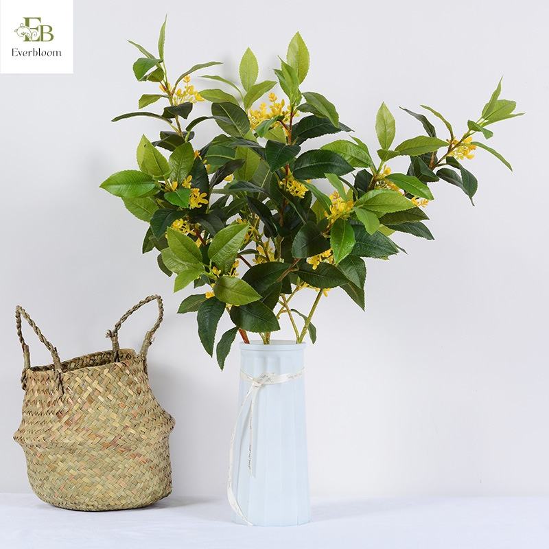 High Quality Real Touch Latex Artificial Osmanthus Yellow White Flowers ...
