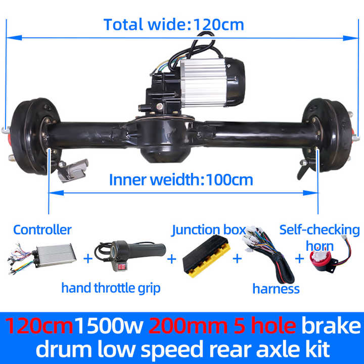 120cm 1500W Rear Axle Controller Kit 1tons 1:33 200 Brake Drum Electric ...