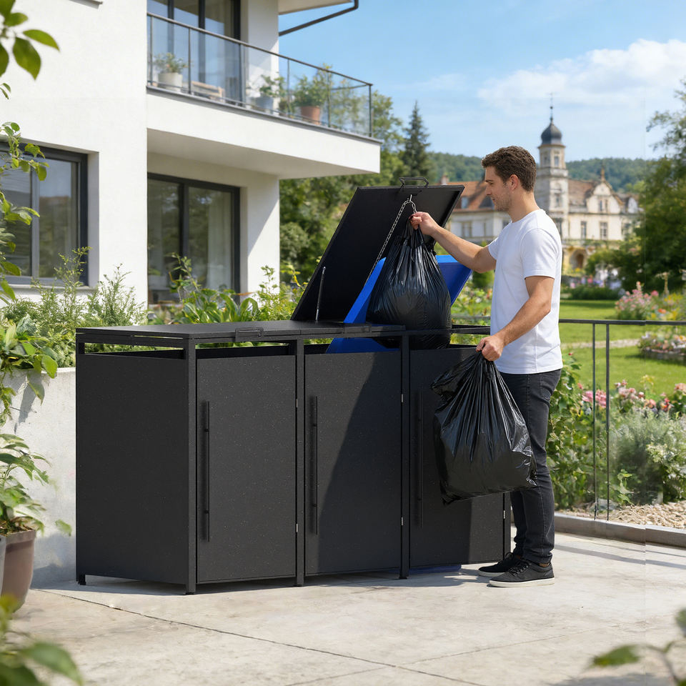 Modern Luxury Waste Bin Cover Wheelie Box Garbage Bin 240L Anthracite ...