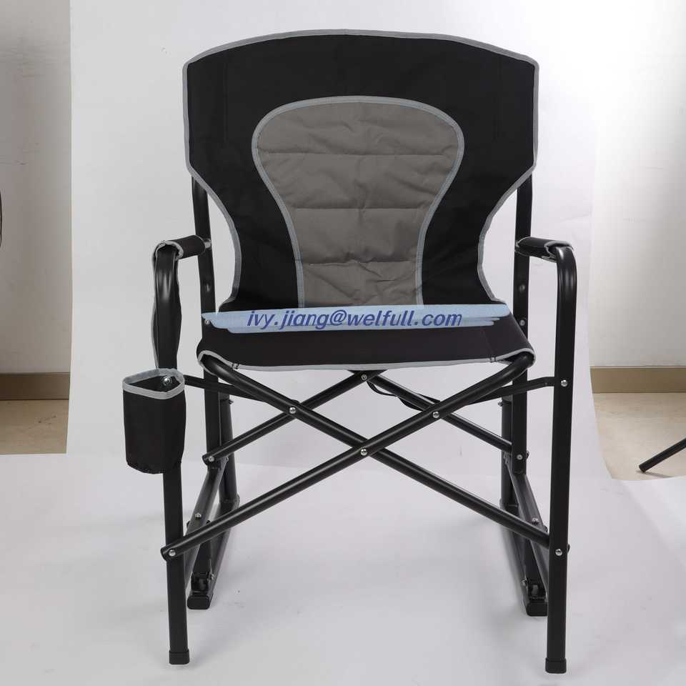 Camping Rocking Director Chair with Iron Frame Padded Seat Outdoor ...