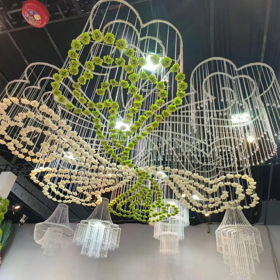 Luxury Acrylic Crystal Chandelier Wedding Stage Decoration with Flowers ...