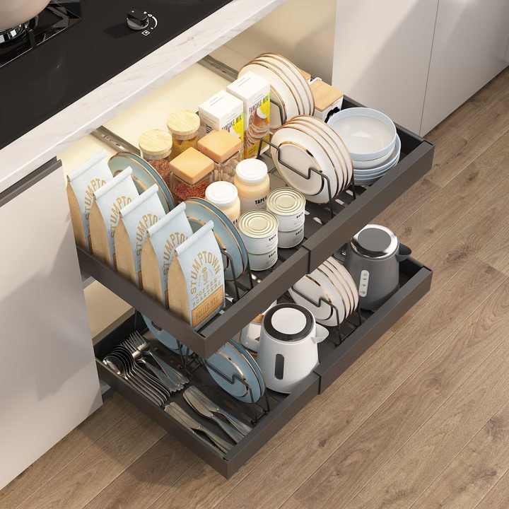 2 Pack Adjustable Expandable Pullout Sliding Pot And Pan Spoon Drawers ...