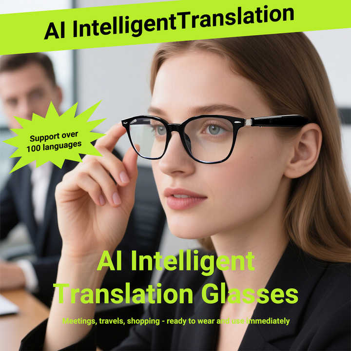 Smart AI Translation Glasses Multi-Language Real-Time Interpretation Smart Glasses Listening ...