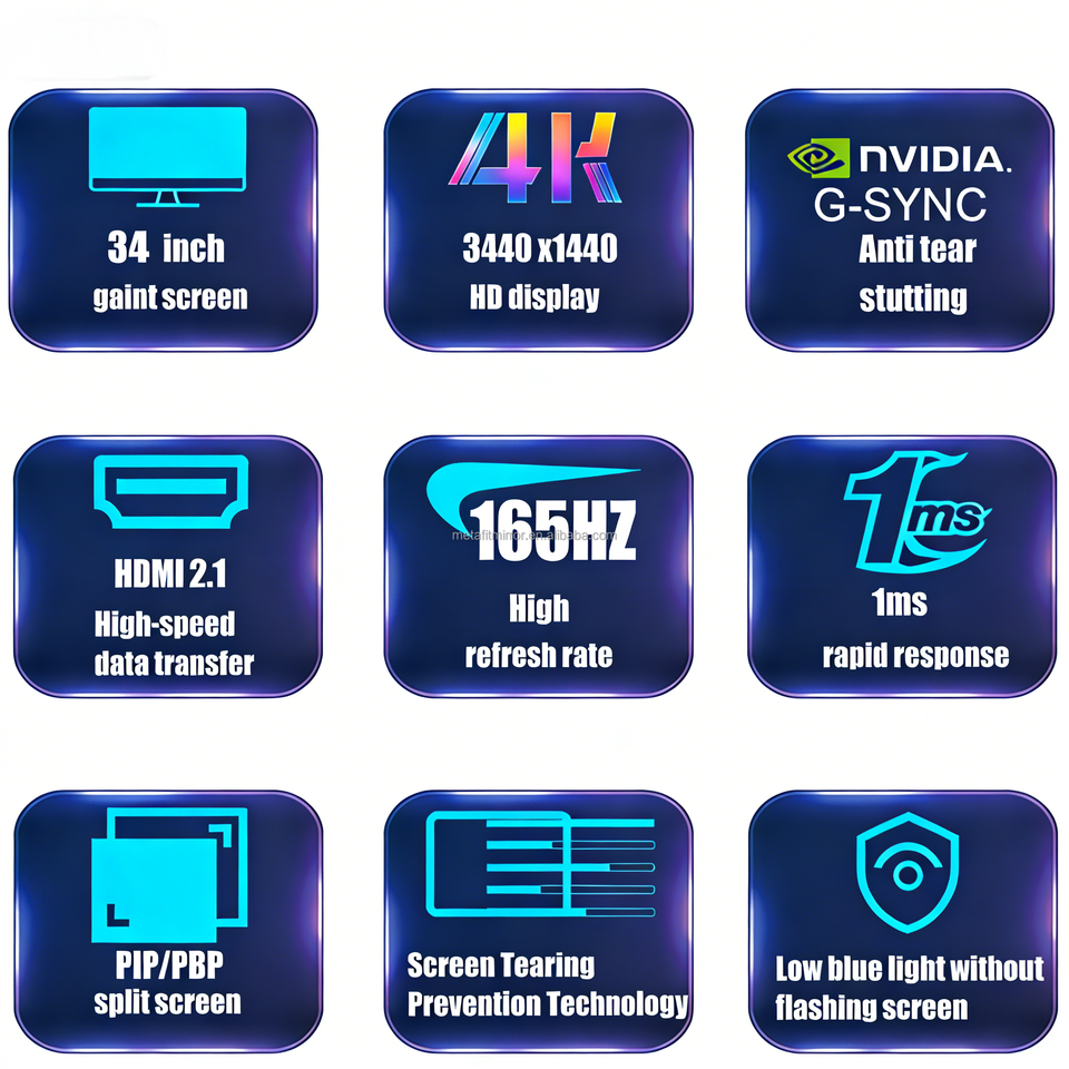 Curved Screen Monitors 34 Inch Ips Lcd Monitor 144hz 165 hz 4K 1080P ...