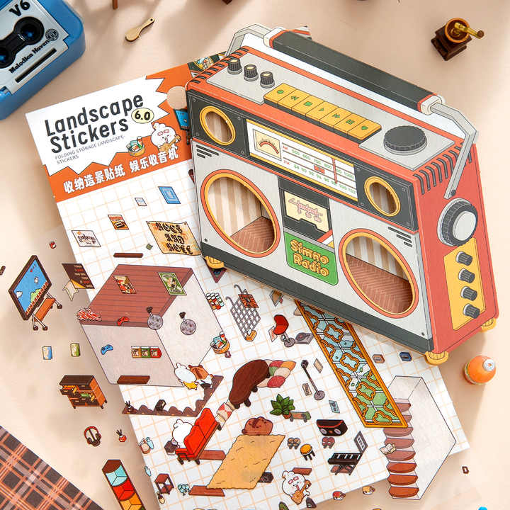 6.0 Simno Cute Folding 3D Miniature Landscape Stickers