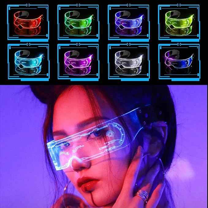 Custom Logo Cyberpunk Futuristic Luminous Cosplay Glasses Rave Cyber ...