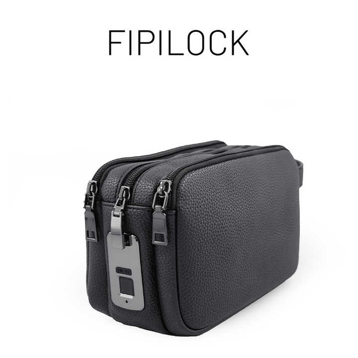 Genuine Leather Black Anti-theft Long Wallet Fingerprint Lock Smart Man ...