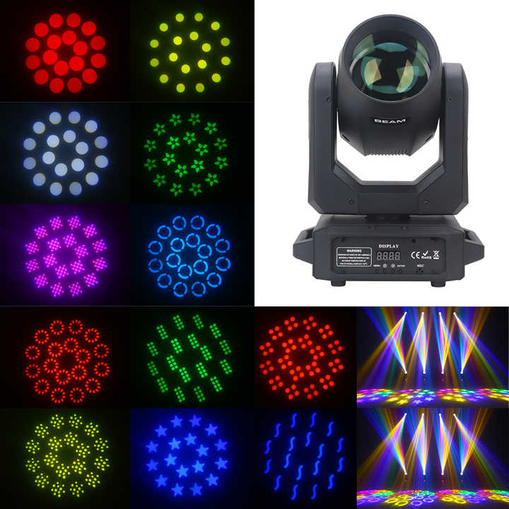 Mini Luces LED Dj 200W DMX Stage Disco Light Rainbow 18Prism Beam Gobo ...