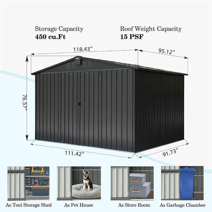 10 X 8 Ft Metal Tool Sheds Storage House Free Shipping Outdoor Storage ...