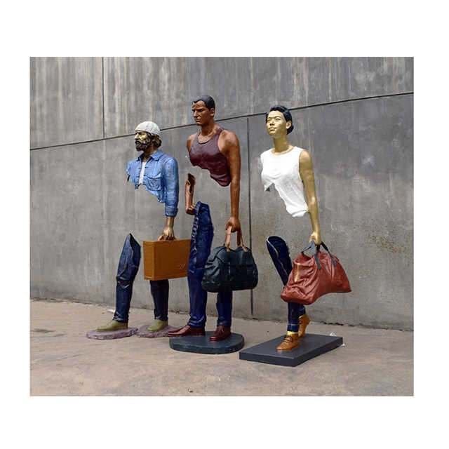 Custom Factory Life Size Bronze Man Statue Modern Art Square Park ...