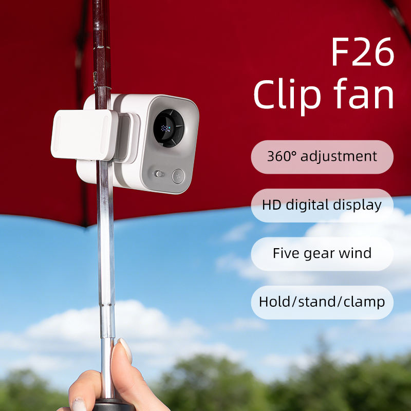Portable 360° Rotate Clip-on Fan 5-Gear Wind with HD Display for ...