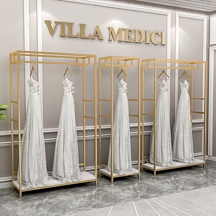 Custom Gold Wedding Dress Display Stand - Heavy Duty Metal Hanger Rack ...
