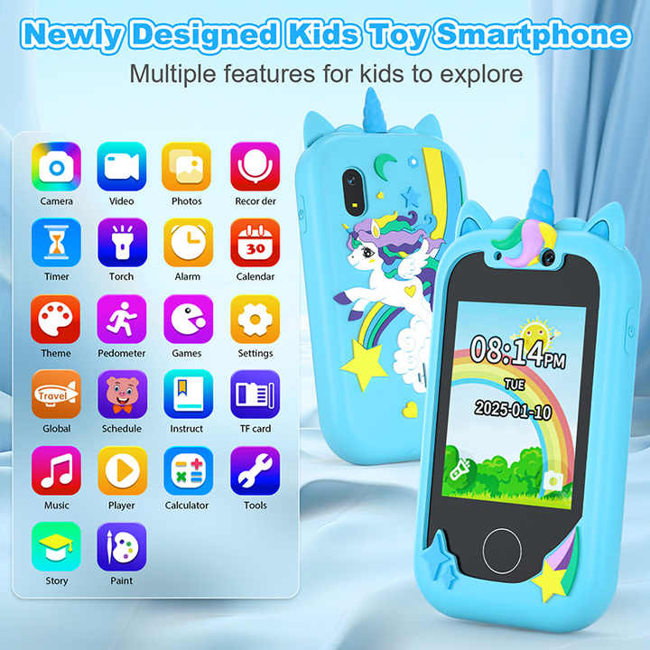 2025 Latest Cute Unicorn Mobile Phone Kids Toy Smart Phone 2.8 Inch IPS ...