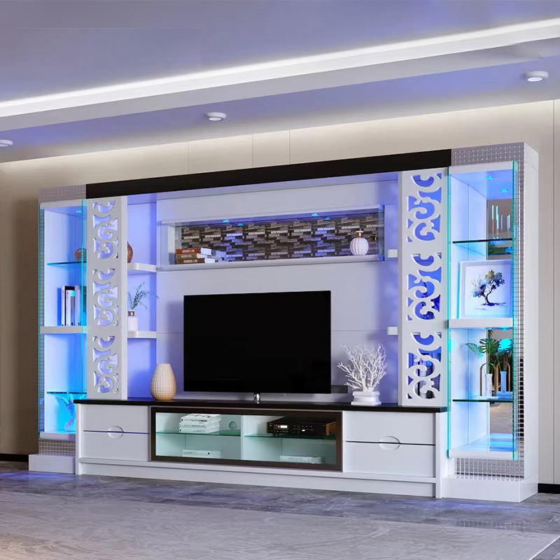 Glass wall tv unit store