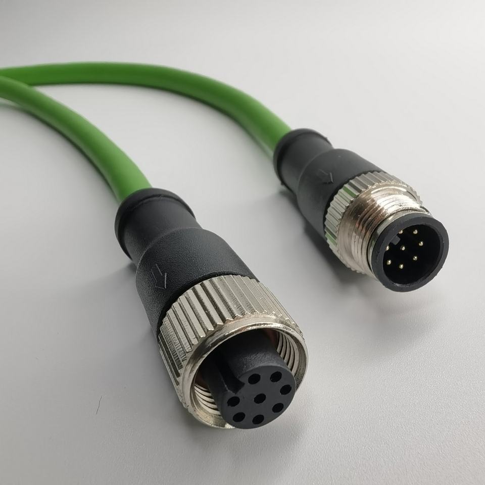 Custom PVC M12 Connector 8-pin A-code Male Female RJ45 Plugs Industrial Profinet Ethernet Cable ...