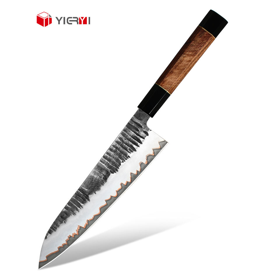Free Engraving 8 Inch Copper Damascus Japanese Chef Knife Hand Forged ...