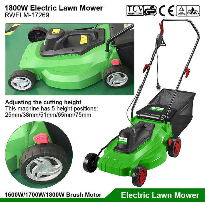 1700W/1800W Electric Power Grass Mowing Machine Hand Push Portable Lawn ...