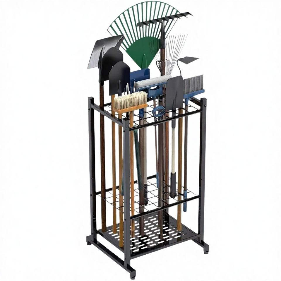 Pastoral Foldable Three-layer Metal Storage Rack for Living Room Tools ...