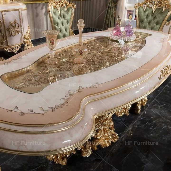Rococo Royal Luxury Golden Solid Wood Dining Table French Classical ...