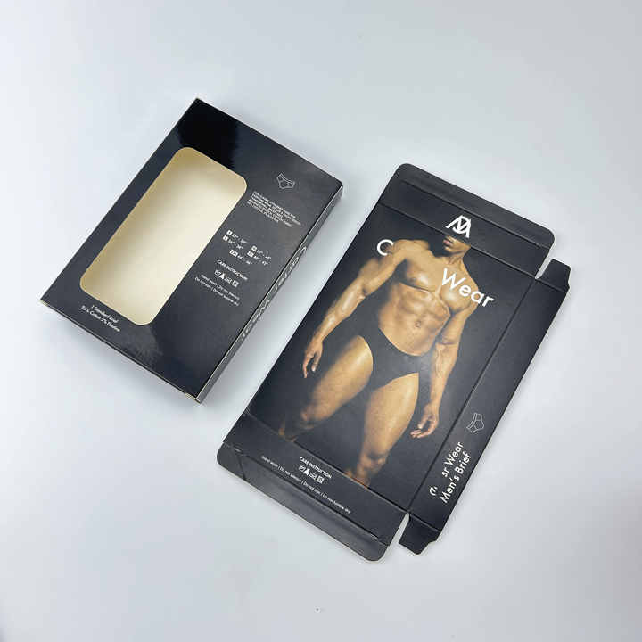 Custom logo black paper box packaging for underpants mens underwear ...