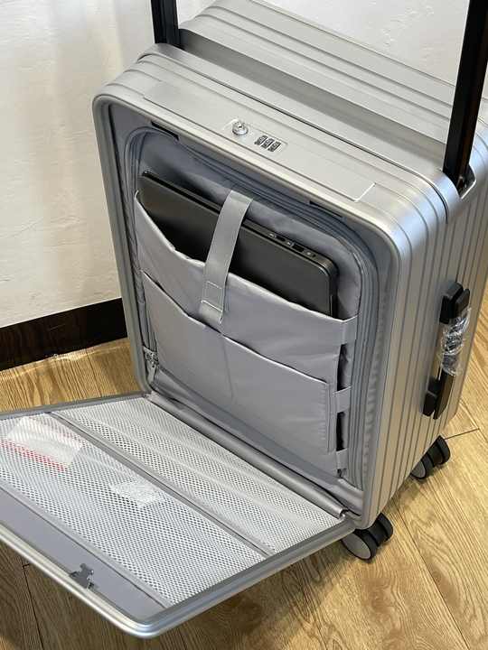 GEMULIN Front Open Wide Handle Carry on Full Aluminum Luggage Zipless ...