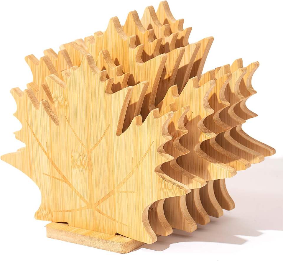 Maple Leaf Design Bamboo Trivets for Hot Dishes Large Non-Slip Heat ...